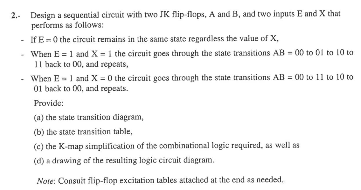 Solved 2.- - = Design a sequential circuit with two JK | Chegg.com