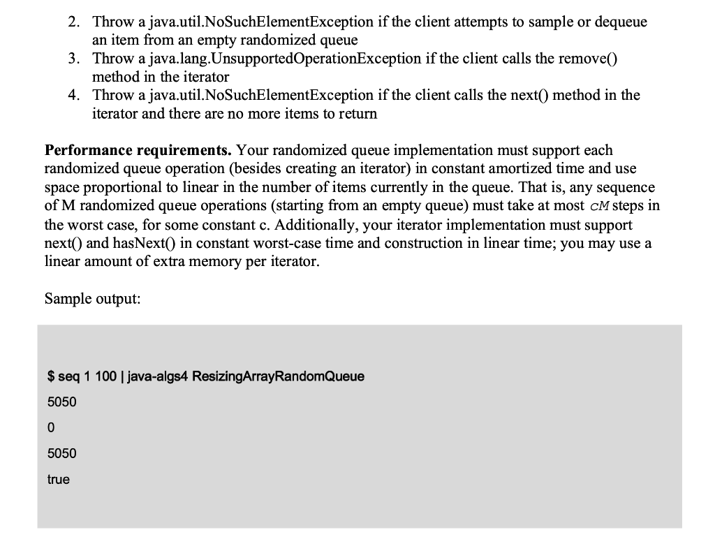 Problem2. (ResizingArrayRandom Queue.java) | Chegg.com