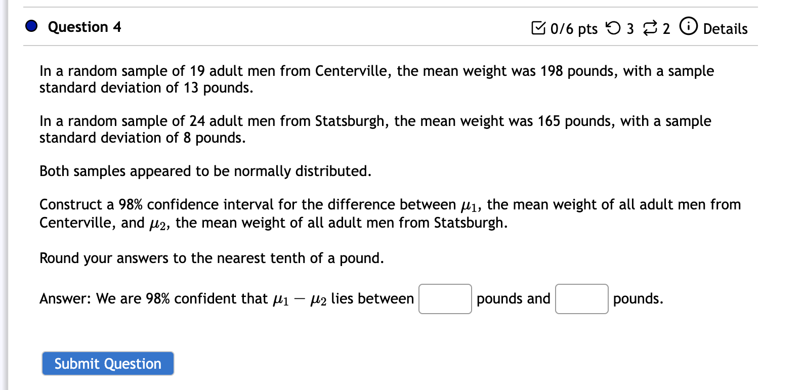 Solved In a random sample of 19 adult men from Centerville, | Chegg.com