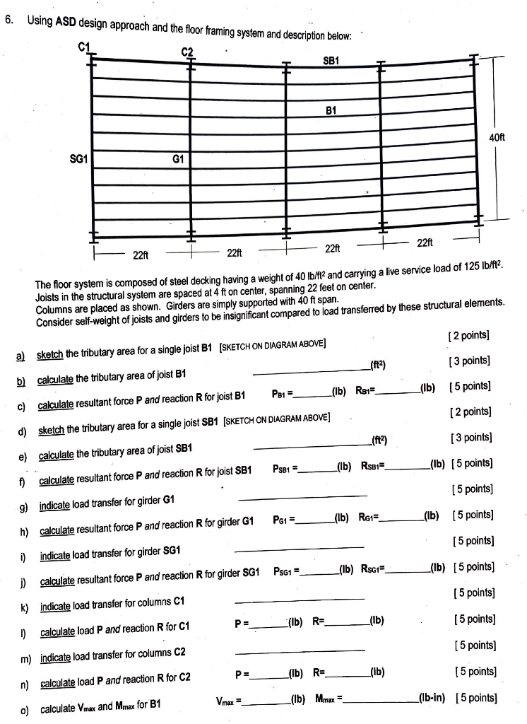 Solved 6. Using ASD design approach and the floor framing | Chegg.com