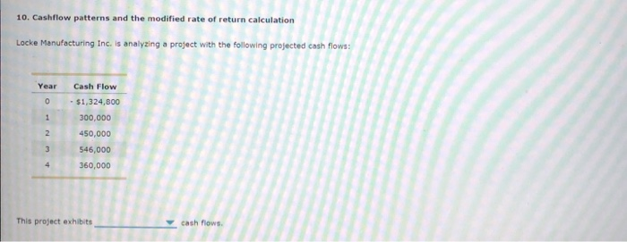 Solved 10. Cashflow patterns and the modified rate of | Chegg.com