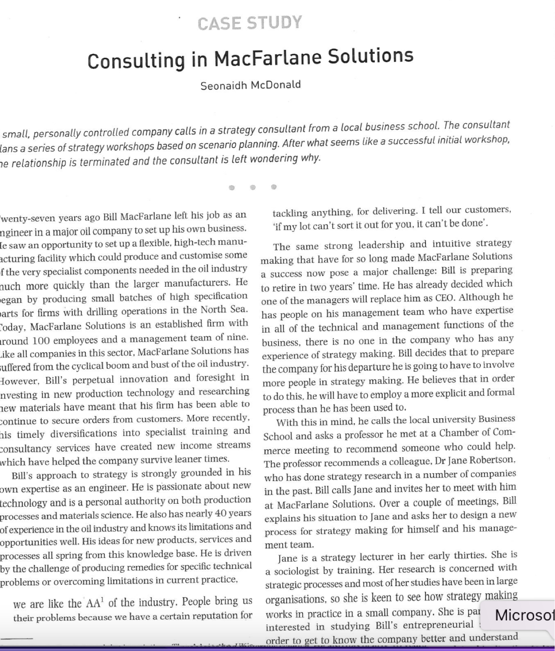 Consulting in MacFarlane Solutions Seonaidh McDonald | Chegg.com