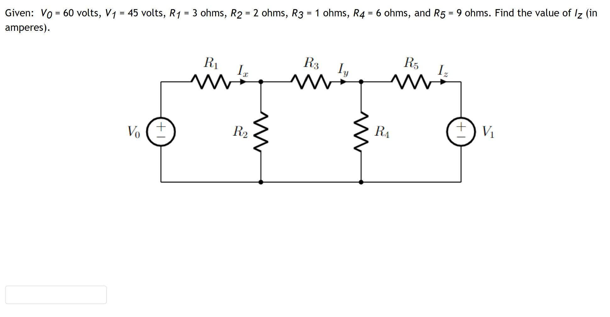 Solved Given: V0=22 volts, R1=5 ohms, R2=3 ohms, R3=8 ohms, | Chegg.com