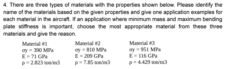 4. There are three types of materials with the | Chegg.com
