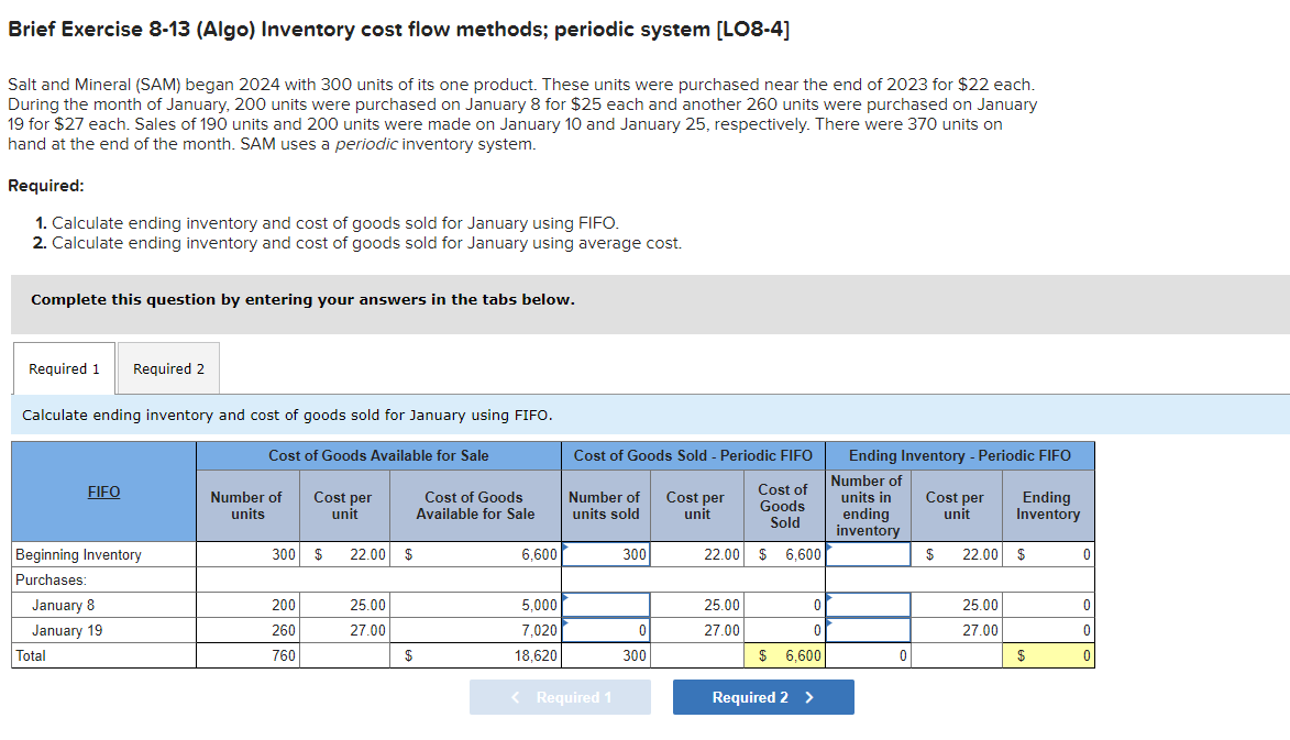 Solved Brief Exercise 8-13 (Algo) Inventory cost flow | Chegg.com