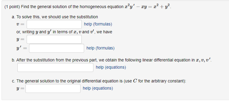 Solved 1 point) Solve the initial value problem 2yy′+3=y2+3x | Chegg.com