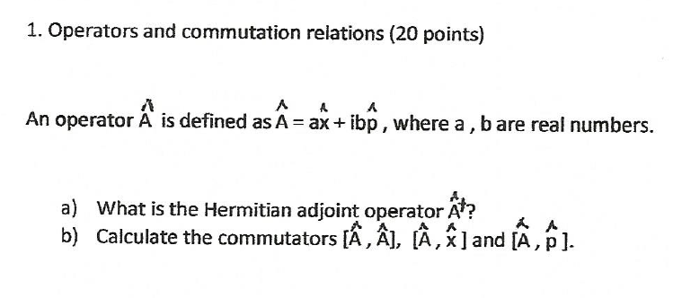 Solved 1. Operators and commutation relations (20 points) An | Chegg.com