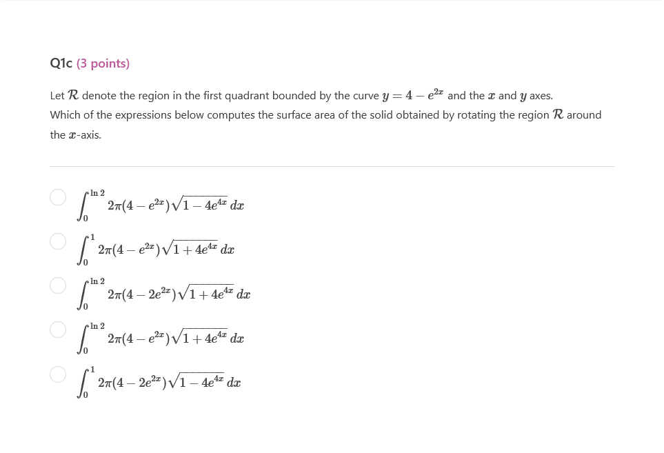 Solved Q1c (3 points) Let R denote the region in the first | Chegg.com
