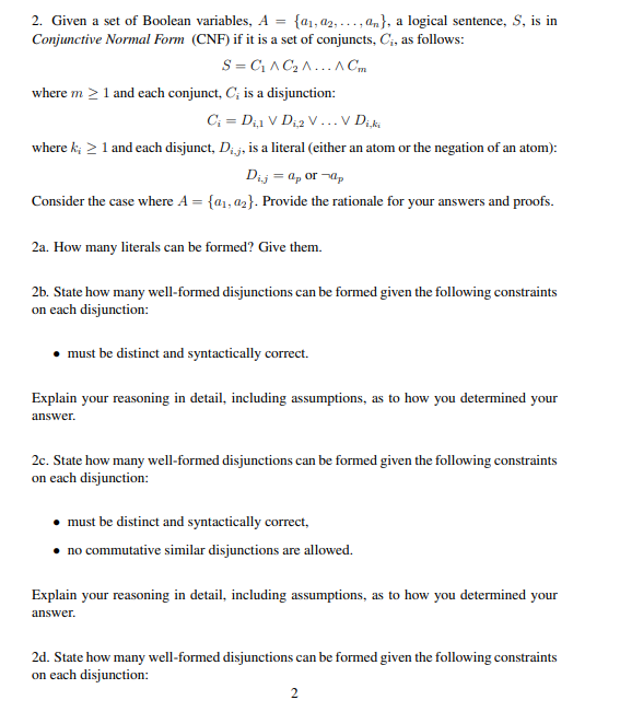 Solved Given A Set Of Boolean Variables A A1 1908
