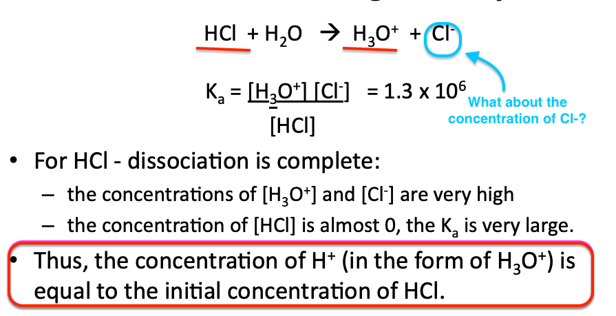 Solved HCl + H2O → H30+ + CH) = Ka = [H3O+] [C) = 1.3 x 106 | Chegg.com