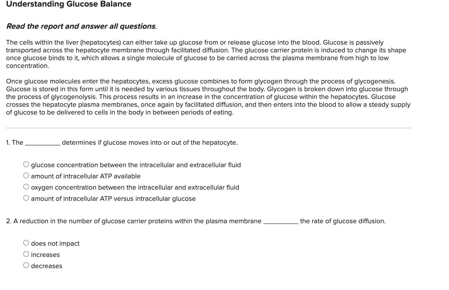 Solved Understanding Glucose BalanceRead the report and | Chegg.com