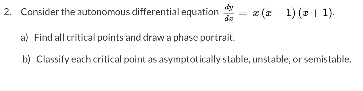 Solved 2. Consider the autonomous differential equation dy | Chegg.com