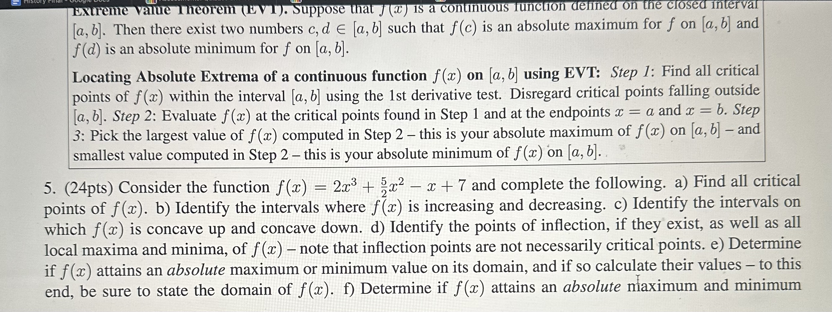 Solved extreme value ineorem (evi). ﻿Suppose that f(x) ﻿is a | Chegg.com