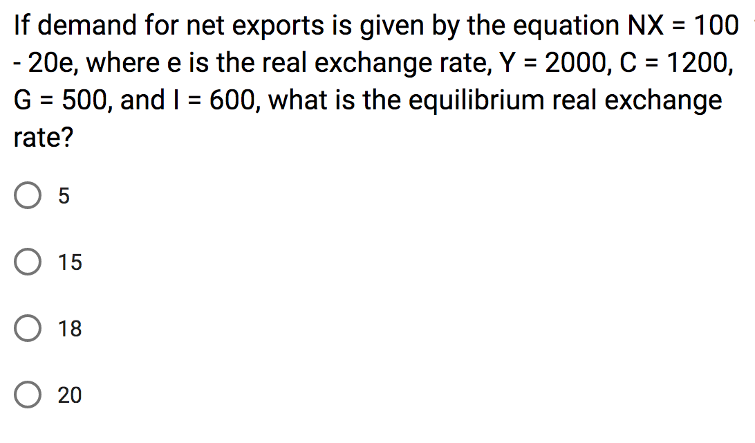 Solved If demand for net exports is given by the equation NX | Chegg.com
