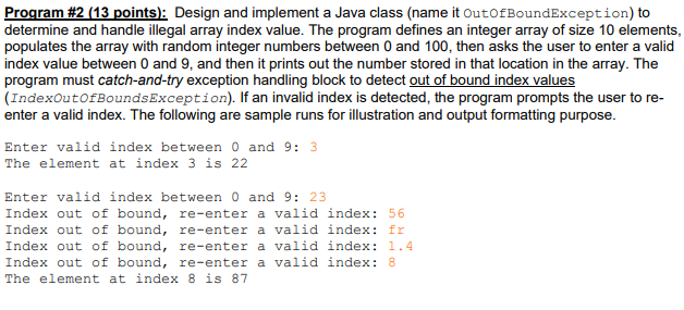 Solved Program #2 (13 points): Design and implement a Java | Chegg.com