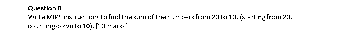 Solved Question 8 Write MIPS instructions to find the sum of | Chegg.com