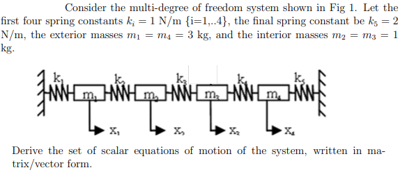 Solved Consider the multi-degree of freedom system shown in | Chegg.com