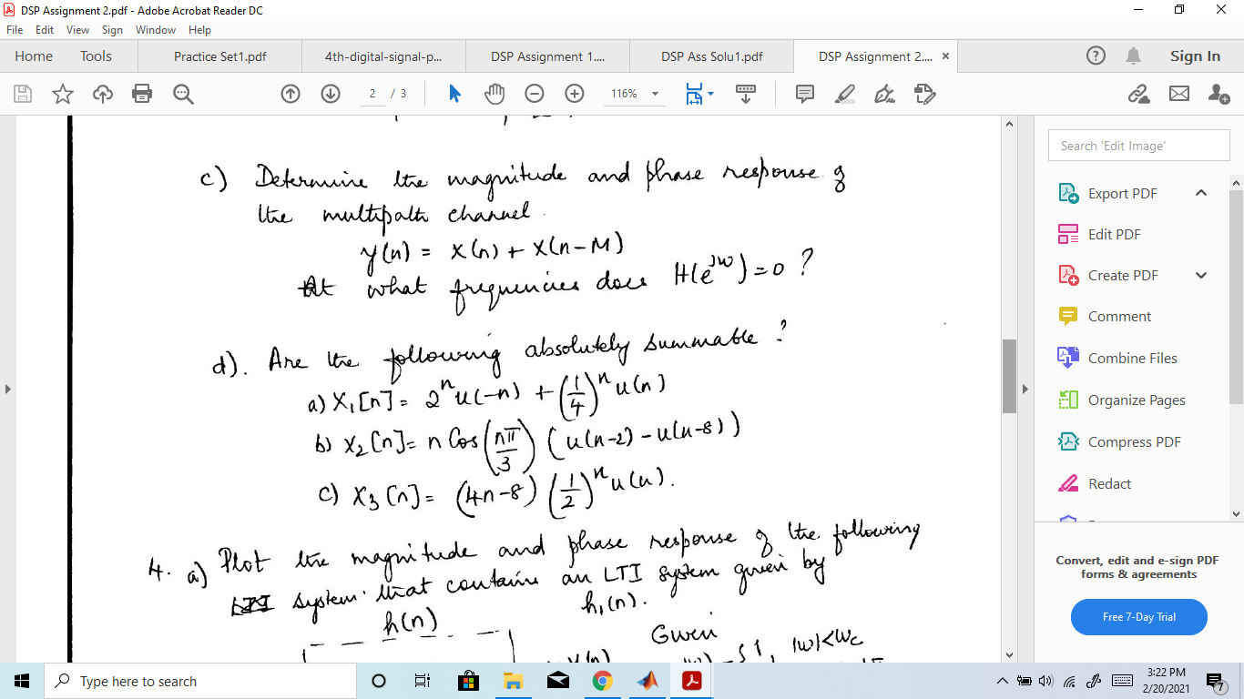 Solved - x A DSP Assignment 2.pdf - Adobe Acrobat Reader DC | Chegg.com