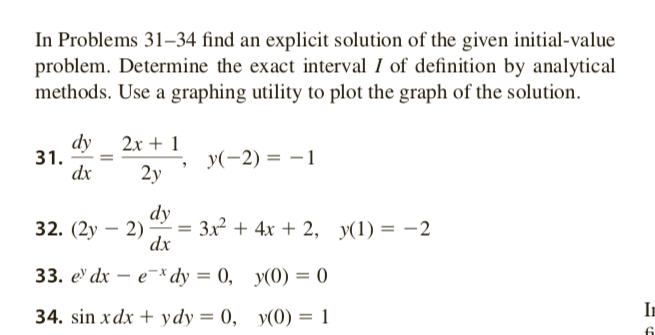 Solved In Problems 31-34 find an explicit solution of the | Chegg.com