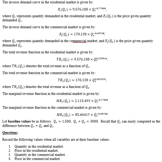 Solved The inverse demand curve in the residential market is | Chegg.com