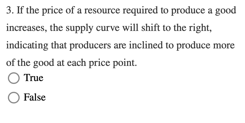 Solved If the price of a resource required to produce a | Chegg.com