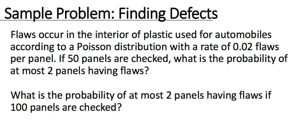 Solved Sample Problem: Finding Defects Flaws occur in the | Chegg.com
