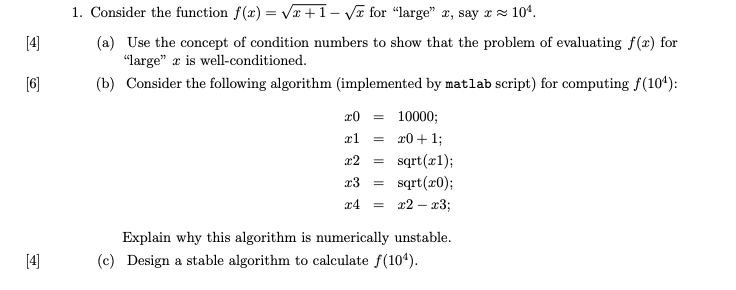 Consider the function f(x)=x+1−x for "large" x, say | Chegg.com