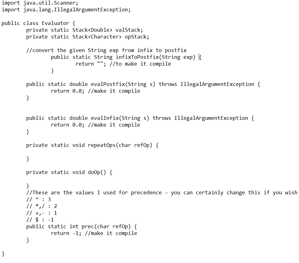 Solved Task 1: Postfix Calculator You will need to complete | Chegg.com