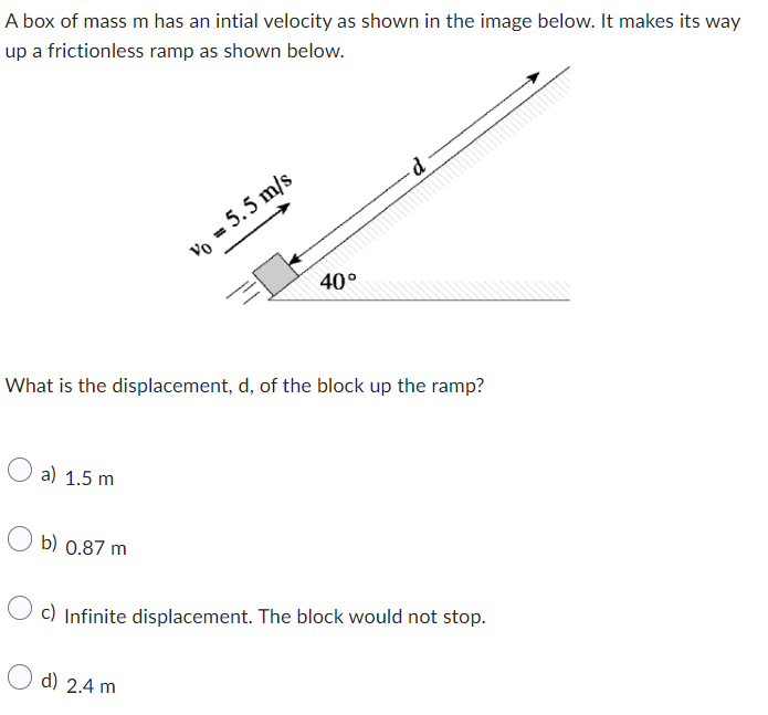 Solved A box of mass m has an intial velocity as shown in | Chegg.com