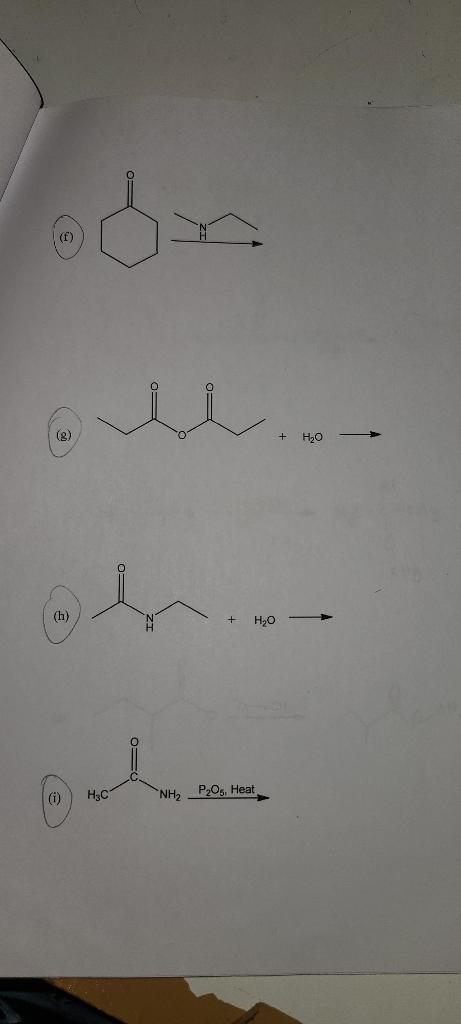 Solved oor (f) (8) H2O (h) H₂O wa (0) HEC NH2 P2O5, Heat | Chegg.com
