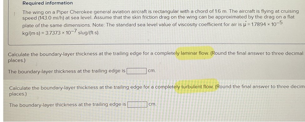 Solved Calculate the boundary-layer thickness at the | Chegg.com