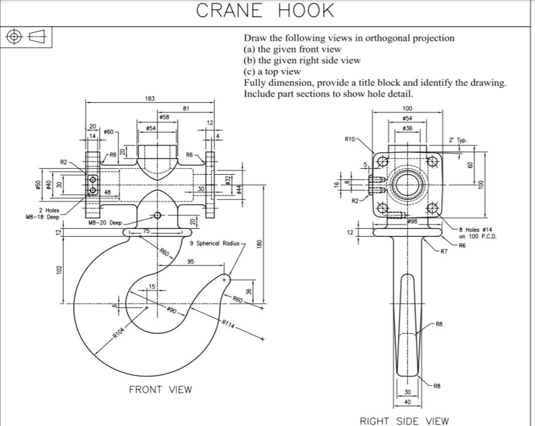 Can someone help me create the top view of this crane | Chegg.com