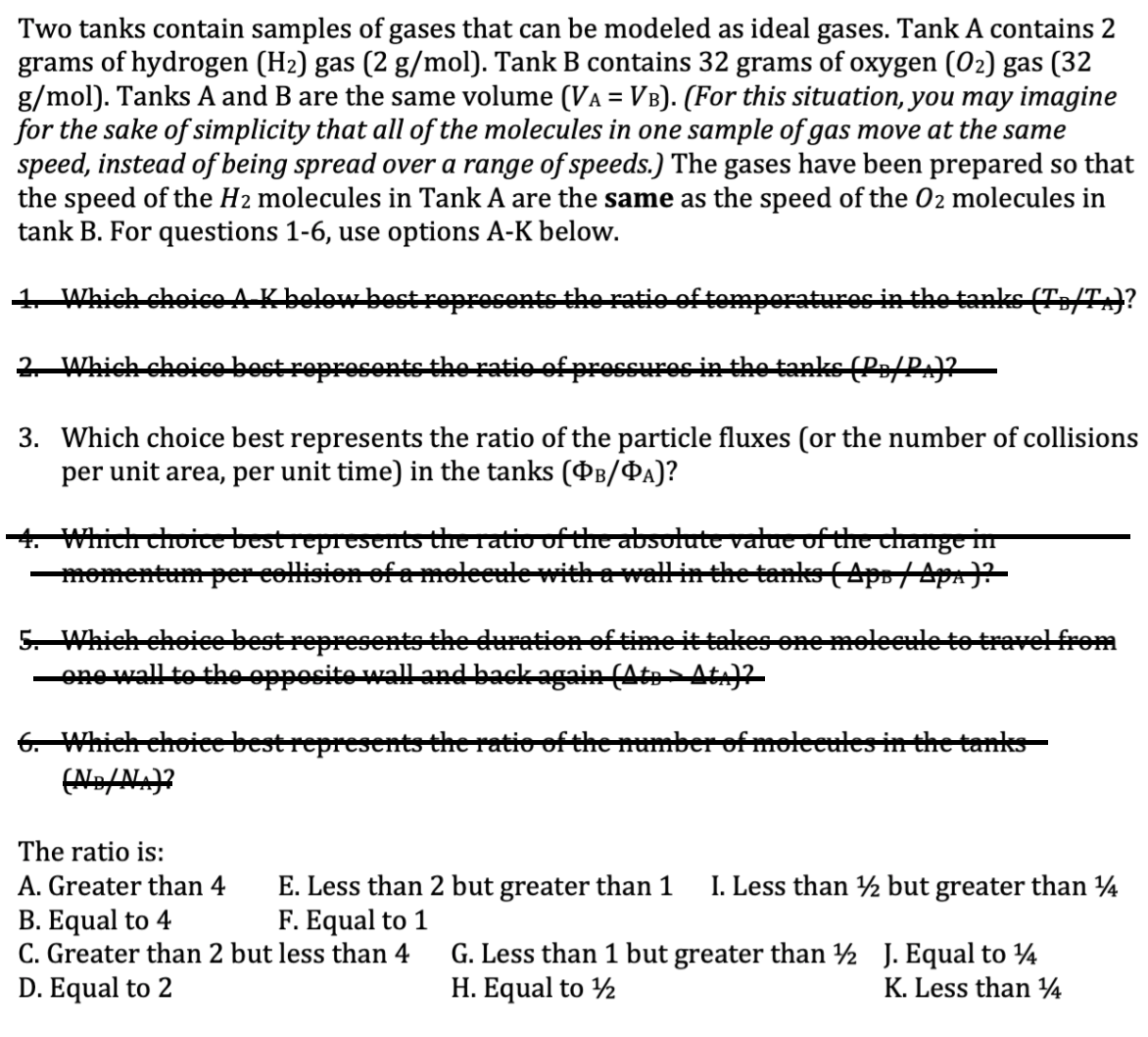 Solved Two tanks contain samples of gases that can be | Chegg.com