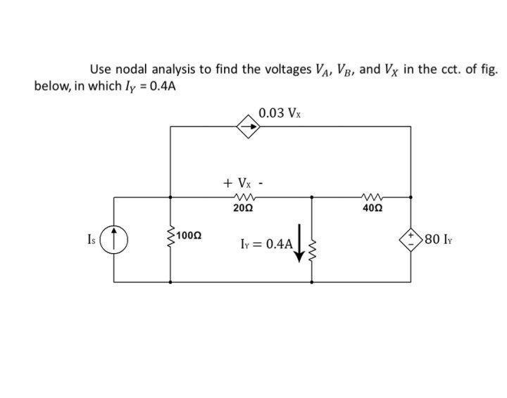 Use nodal analysis to find the voltages VA, VB, and | Chegg.com
