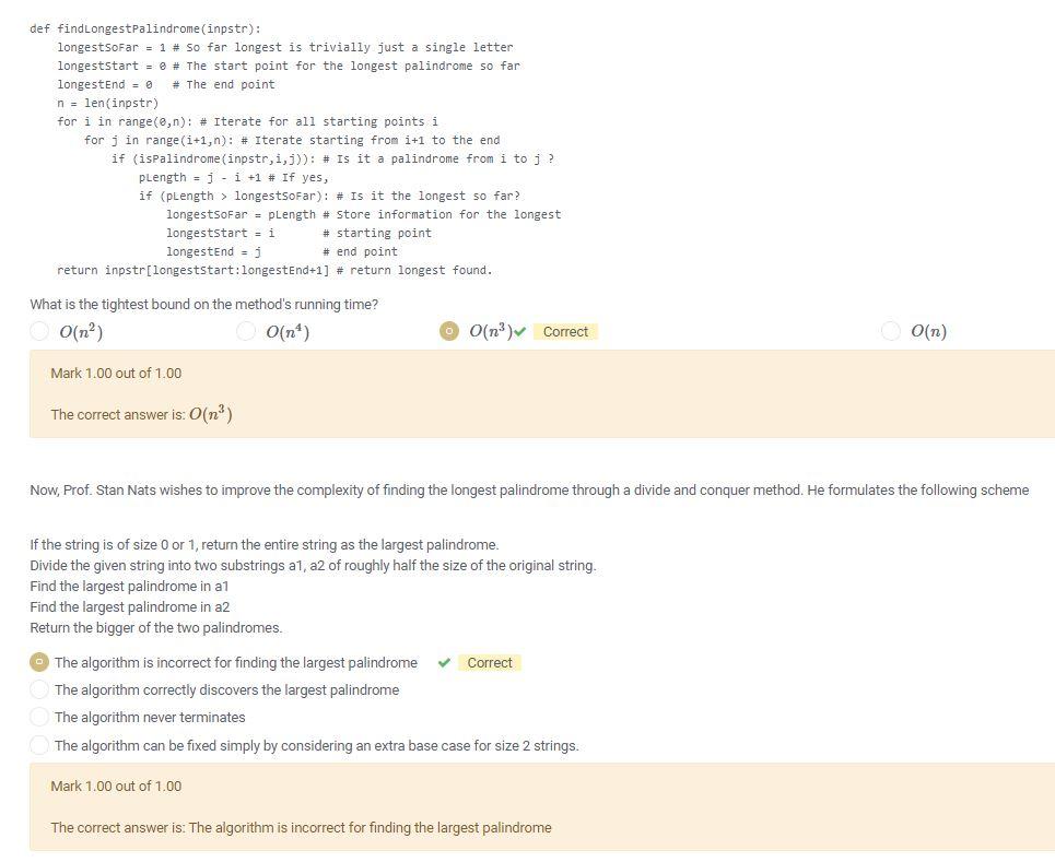 Solved Question 2 The function isPalindrome shown below | Chegg.com