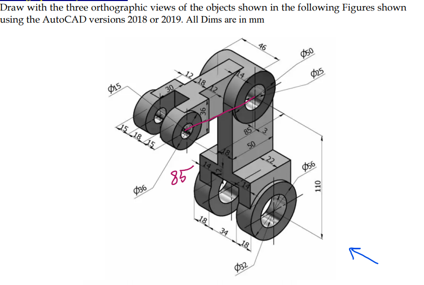 Solved Draw with the three orthographic views of the objects | Chegg.com