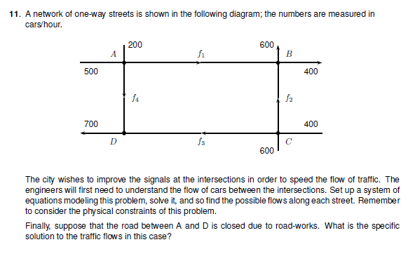 Solved 11. A network of one-way streets is shown in the | Chegg.com