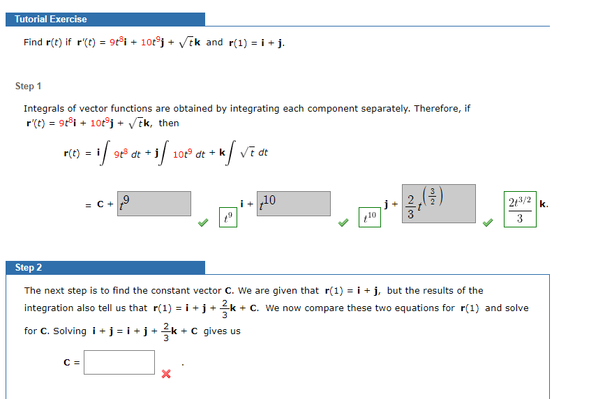 Solved Tutorial Exercise Find r(t) if r(t) = 9ti + 10tºj + | Chegg.com