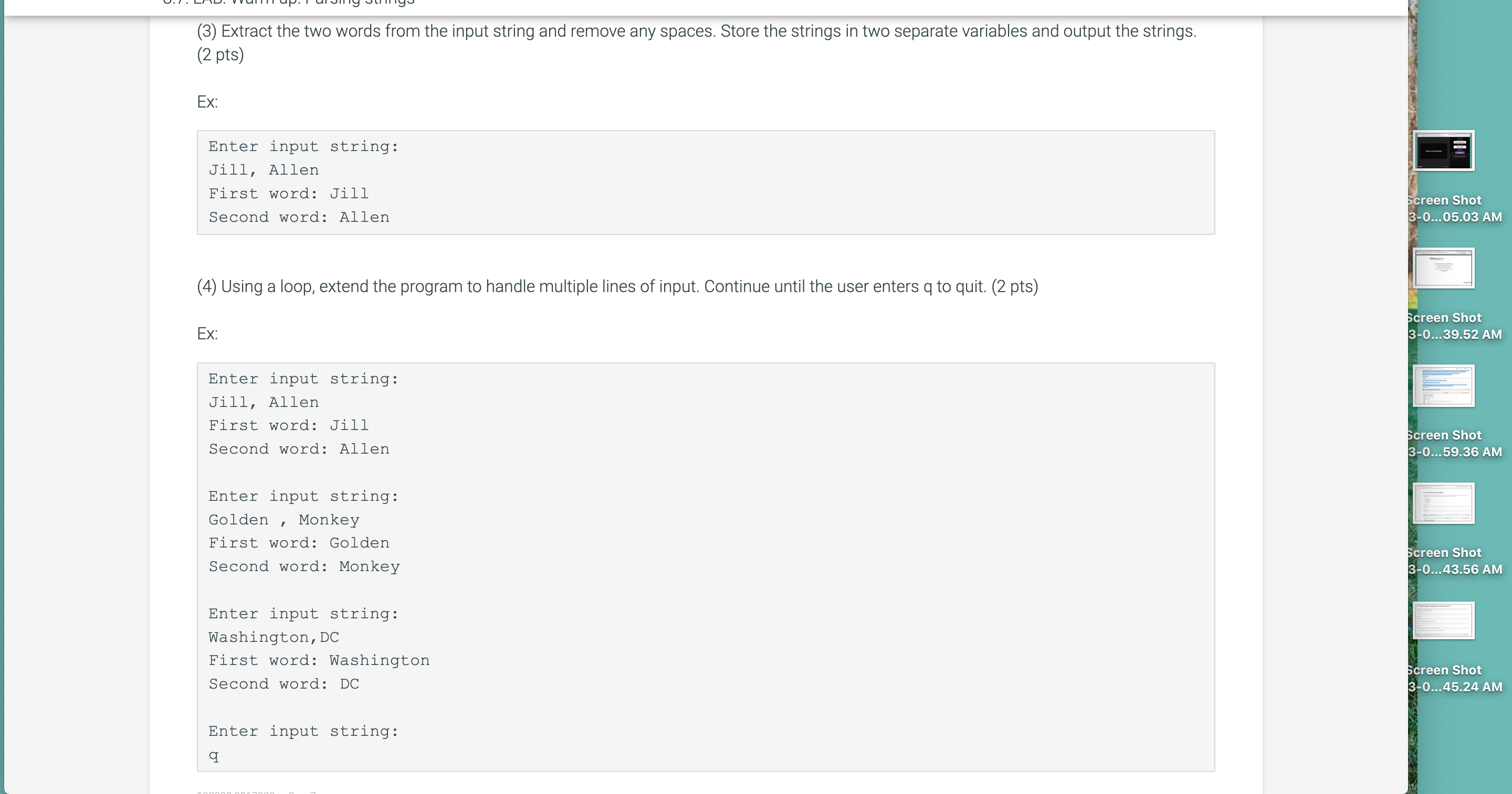 Solved (1) Prompt the user for a string that contains two | Chegg.com