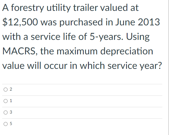 Solved A forestry utility trailer valued at $12,500 was | Chegg.com
