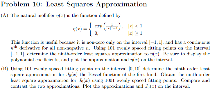Solved { Problem 10: Least Squares Approximation (A) The | Chegg.com