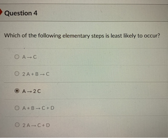 Solved Question 4 Which of the following elementary steps is | Chegg.com