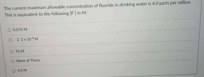 Solved The current maximum allowable concentration of | Chegg.com