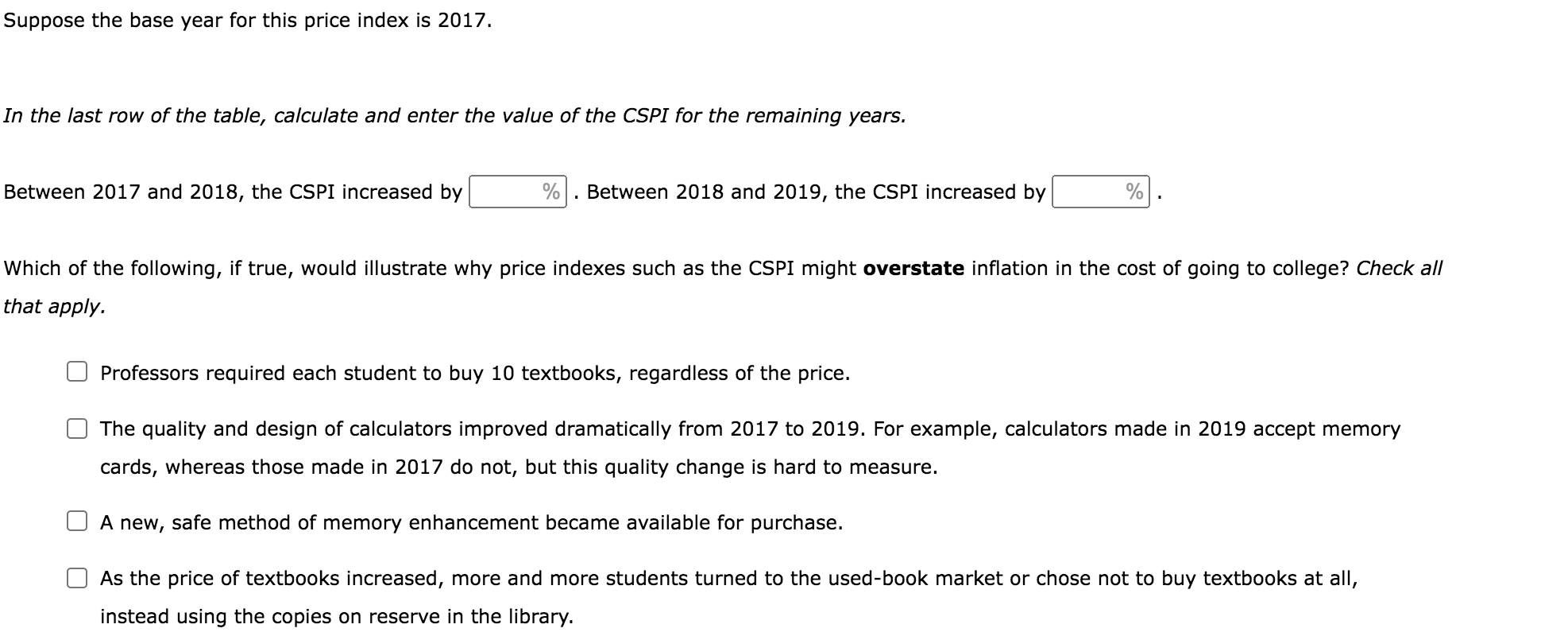 Solved Consider a fictional price index, the College Student | Chegg.com