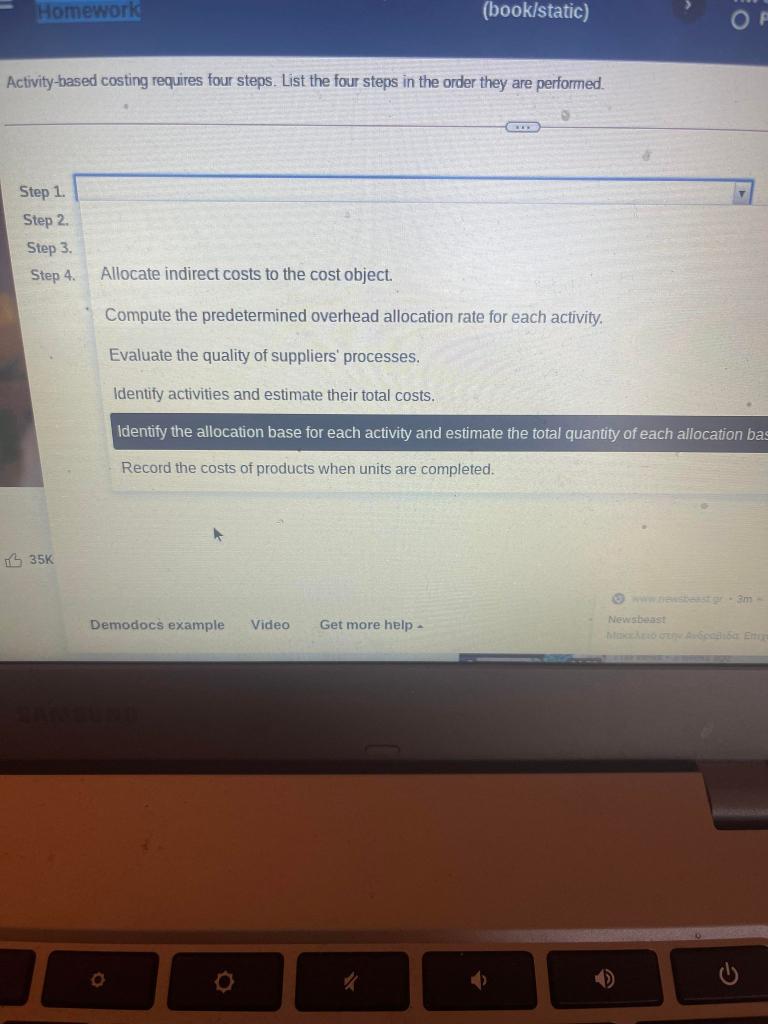 Solved Homework (book/static) Activity-based costing | Chegg.com