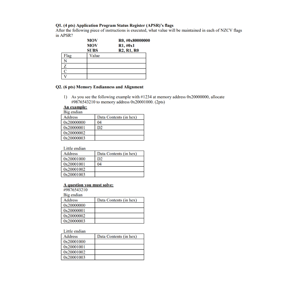 Solved Q1. (4 pts) Application Program Status Register | Chegg.com