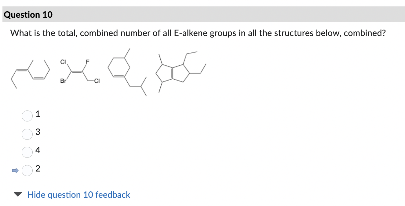 Solved What is the total, combined number of all E-alkene | Chegg.com