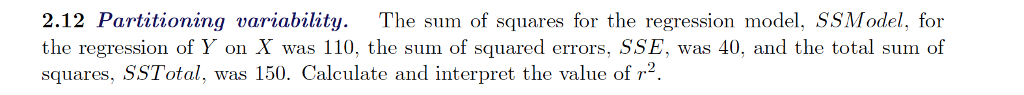 Solved 2 12 Partitioning Variability The Sum Of Squares For Chegg