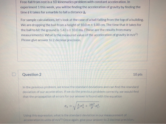 Solved Free-fall from rest is a 1D kinematics problem with | Chegg.com