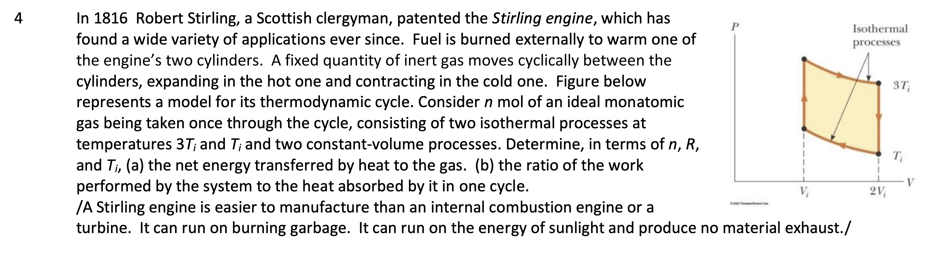 Solved In 1816 Robert Stirling, a Scottish clergyman, | Chegg.com
